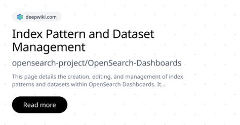 Index Pattern And Dataset Management Opensearch Projectopensearch
