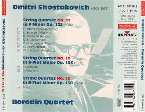 Afina Tus Oidos Shostakovich String Quartets Borodin Quartet Cd 5º
