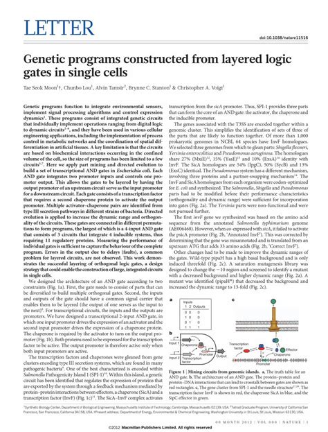 Pdf Genetic Programs Constructed From Layered Logic Gates In Single