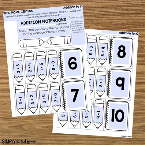 Addition Notebook Send Home Center Simply Kinder Printable Membership