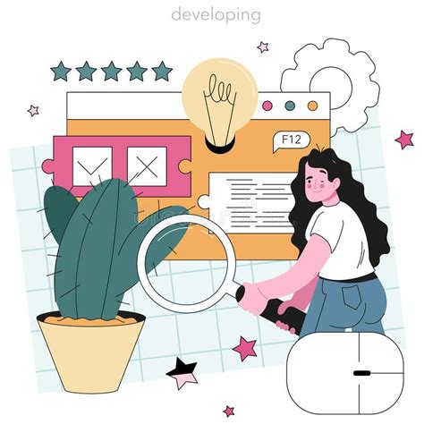 Software Developer Mobile Application Banner Set Idea Of Programming Stock Vector