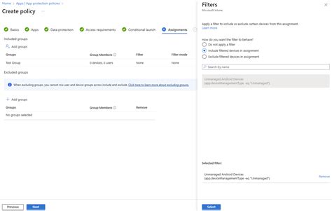 App Protection Policies Filter Edition