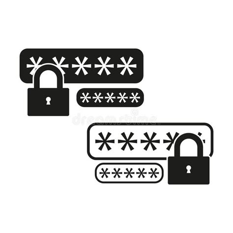 Password Security Icons Locked Password Fields Minimal Black Vector Shapes Flat Secure Design