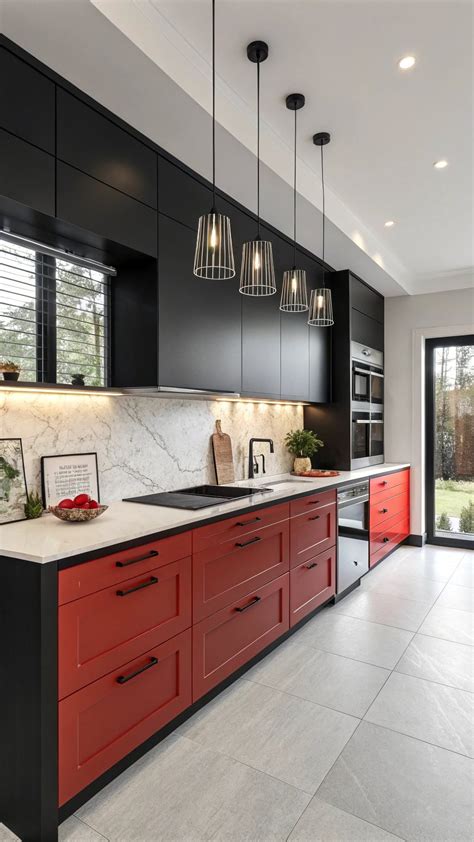 Black And Red Kitchen Design