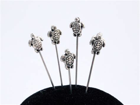 6 Turtle Pins Medium Long Etsy