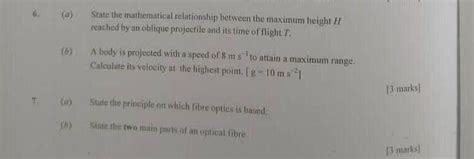 A State The Mathematical Relationship Between The Maximum Height H Reac