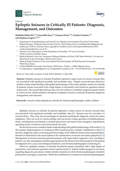 PDF Epileptic Seizures In Critically Ill Patients Diagnosis Management And Outcomes
