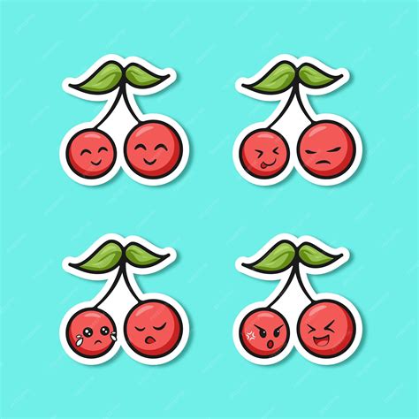 Premium Vector Cute Adorable Cartoon Cherry Couple Illustration For