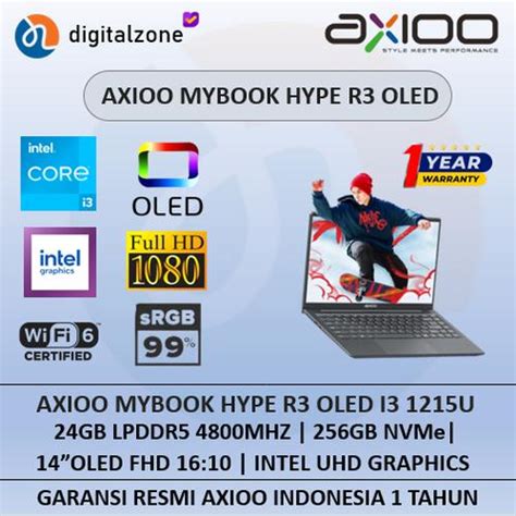 Promo Axioo MyBook Hype R3 OLED Intel I3 1215U 24GB 256GB 14 FHD OLED 1Y WIN11 Cicil 0 3x