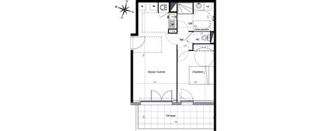Plan appartement T2 de 44 50 m² neuf à Vias résidence L Ecrin d O