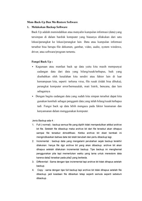 Mem Back Up Dan Me Restore Software Mem Back Up Dan Me Restore