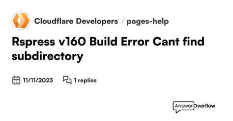 Rspress V160 Build Error Cant Find Subdirectory Cloudflare