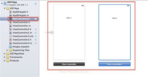 การเชื่อมโยง Segue And View บน Storyboard ของ Xcode 5 Ios 7