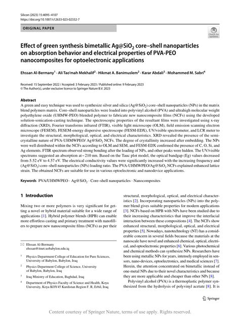 Effect Of Green Synthesis Bimetallic Agsio2 Coreshell Nanoparticles