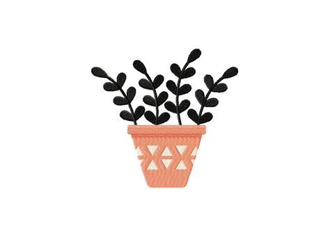 Tiny Leaves Potted Plant Embroidery Design Daily Embroidery