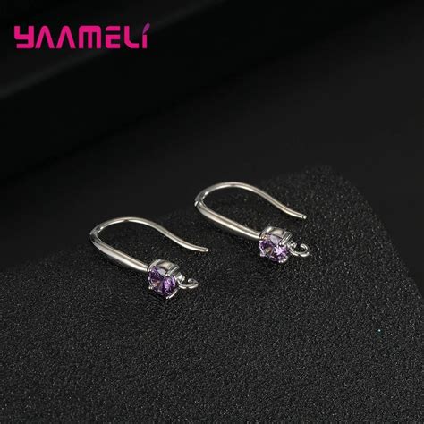 Серьги-Крючки из серебра 925 пробы с фианитами | AliExpress
