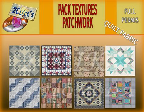 Second Life Marketplace Pack Textures Patchwork Quilt Fabric