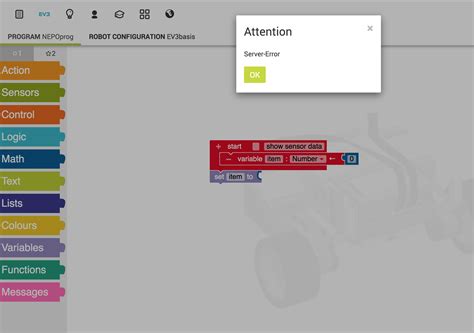 Ev3 Set Variable Block With Missing Arguments Throws A Server Error