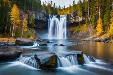 Premium Ai Image A Waterfall In The Fall