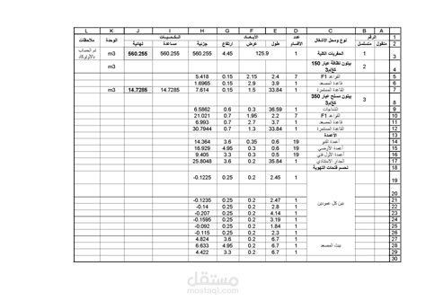 حصر كميات لبناء سكني باستخدام الإكسل مستقل