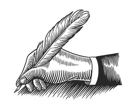 Escritura a mano con una pluma en estilo vintage grabado ilustración vectorial Vector Premium