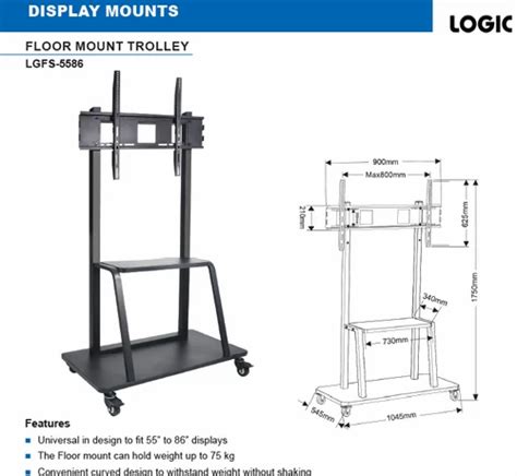 Logic Display Floor Stands Lg Opel Trolley Suitable To Fit 32 To 55