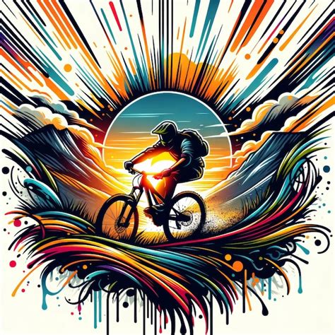 Premium Photo Abstract Sunset Mountain Biking Expedition Illustration
