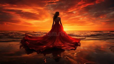 Beautiful Woman In Red Dress Stock Illustration Illustration Of