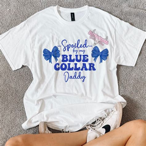 Spoiled By My Blue Collar Daddy Bows Daddys Girl Blue Collar Dad