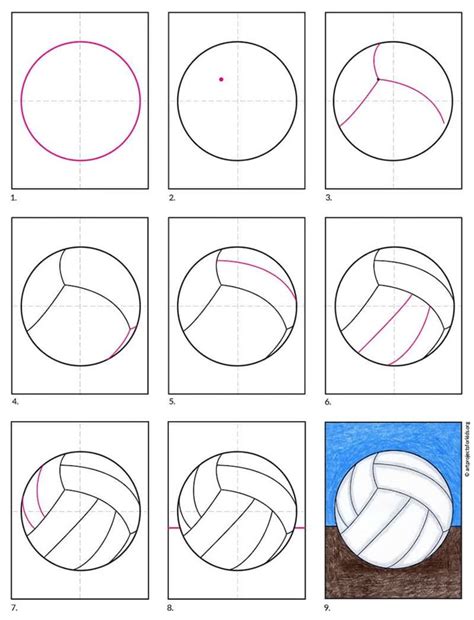 Easy How To Draw A Volleyball Tutorial And Volleyball Ball Coloring