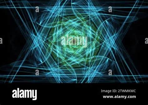 live green fractal mandala video tunnel on black background animated