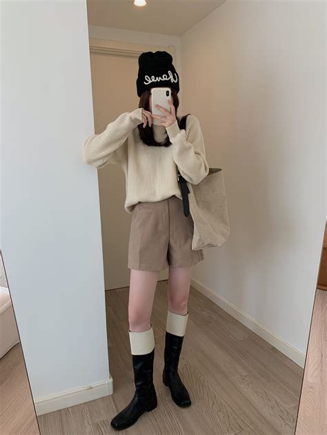 毛呢短裤女秋冬韩版高腰宽松显瘦外穿a字阔腿百搭靴裤子潮流 阿里巴巴