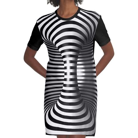 Mystifying Optical Illusion Graphic T Shirt Dress Cylinder Illusion