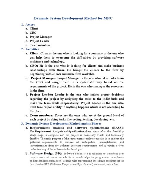 Dynamic System Development Method For Mno Pdf Software Software