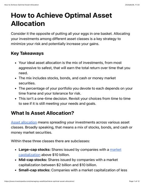 How To Achieve Optimal Asset Allocation Pdf