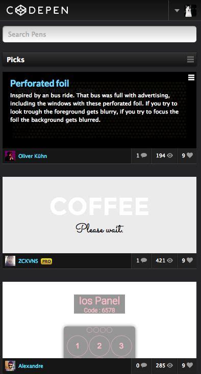 Codepen Ui