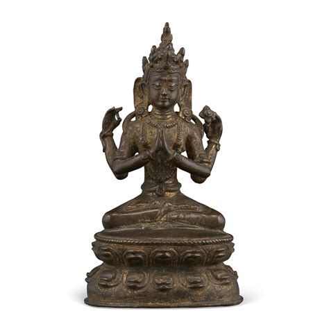 A Bronze Figure Of Shadakshari Lokeshvara Tibet Or Western Himalayas