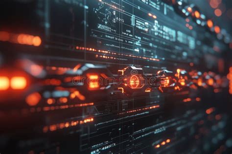 Digital Network With Glowing Data Streams In A High Tech Environment