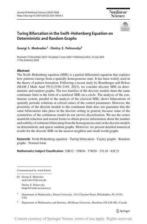 Pdf Turing Bifurcation In The Swifthohenberg Equation On