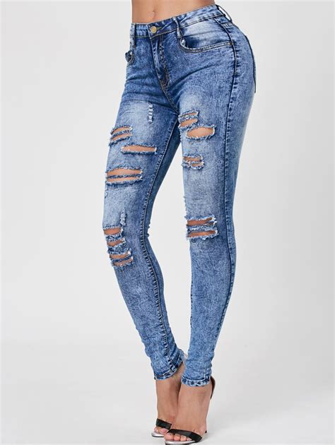 [79 Off] Skiny Acid Wash Ripped Jeans Rosegal