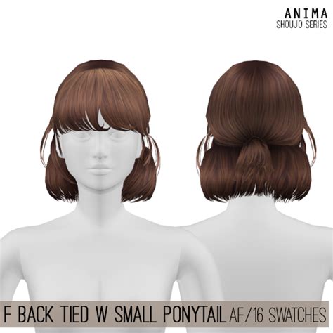 Female Back Tied Hair With Small Ponytail By Anima For The Sims 4