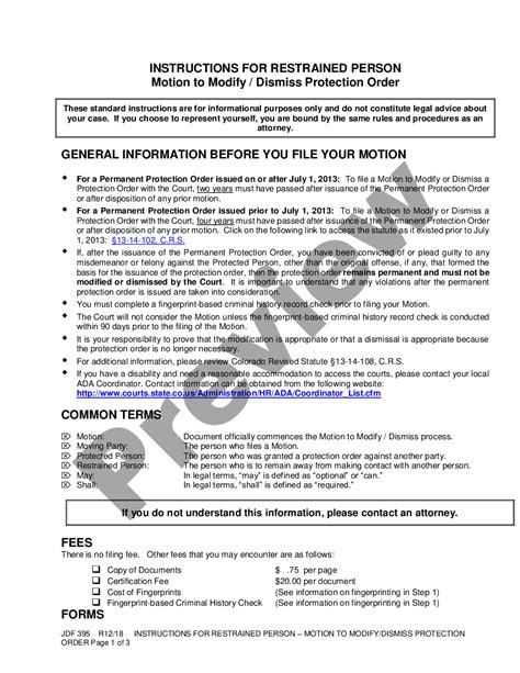 Motion To Modify Protection Order Colorado Us Legal Forms