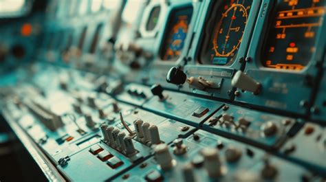 Control Panel Close Up Focused View Of Airplane Cockpit Background Cockpit Control Knobs