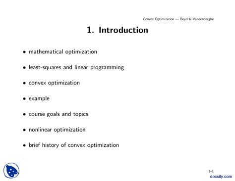 introduction convex optimization lecture slides docsity