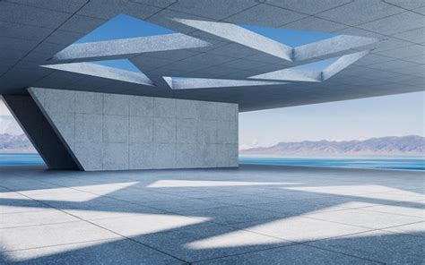 Edificios De Hormigón Abstractos Con Renderizado 3d De Fondo Abierto Foto Premium