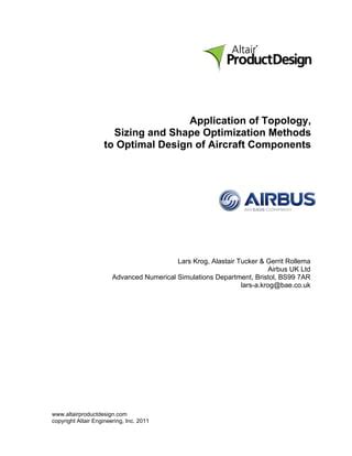 Airbus Topology Optimization Methods For Optimal Aircraft Components PDF Graphics Software