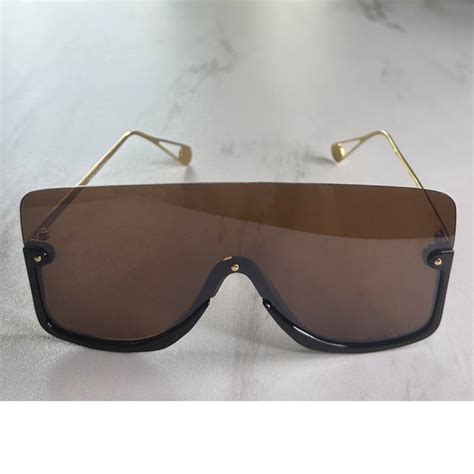 Vintage Extra Oversize Upside Down Rectangle Shield Mask Sunglasses