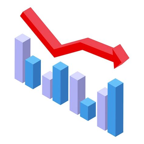 Premium Vector Red Arrow Pointing Down Over Decreasing Graph Bars