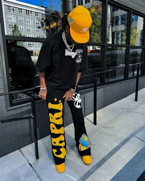 American Street Hip Hop Embroidered Wide Leg Pants Men High Street Fas