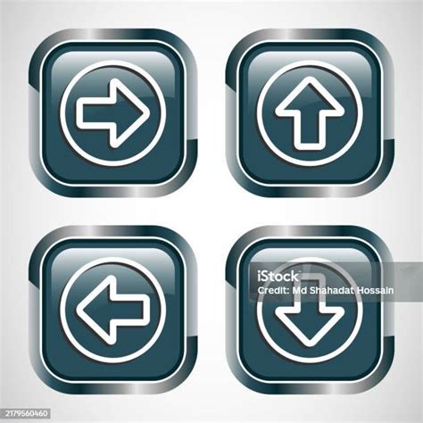 오른쪽 왼쪽 위쪽 아래쪽 화살표 아이콘 디자인 일러스트 앱 및 웹 사이트용 화살표 기호 회색 사각형 버튼 디자인 3차원 형태에 대한 스톡 벡터 아트 및 기타 이미지 Istock